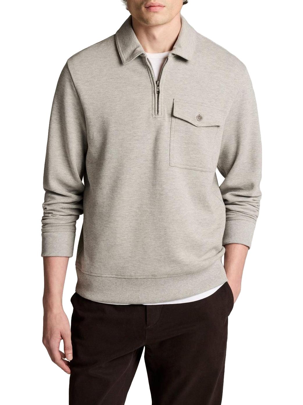 VINCE men's double-knit piqué zip polo pullover